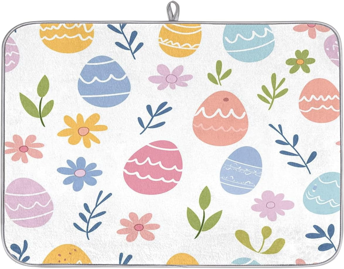 Easter Day Dish Drying Mat for Kitchen Counter, Easter Eggs Drying Mats ...