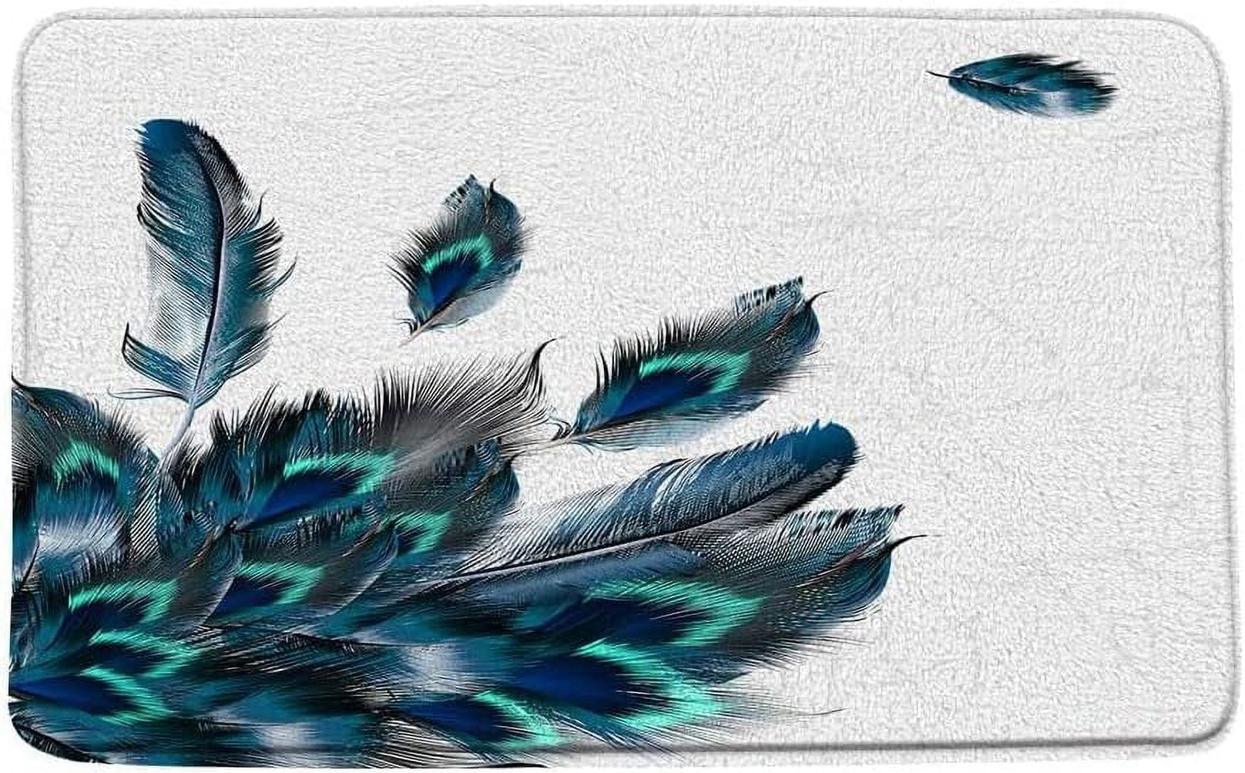 Easter Day Doormat Blue Peafowl Tail Feather Durable Welcome Front Door ...