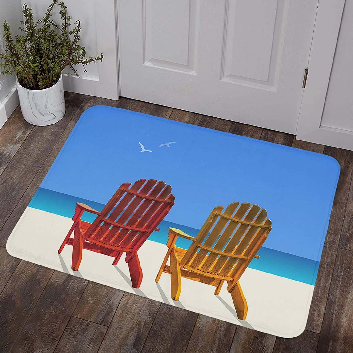 Easter Day Doormat Tropical Coast Scenery Welcome Non-Slip Mats Decor ...