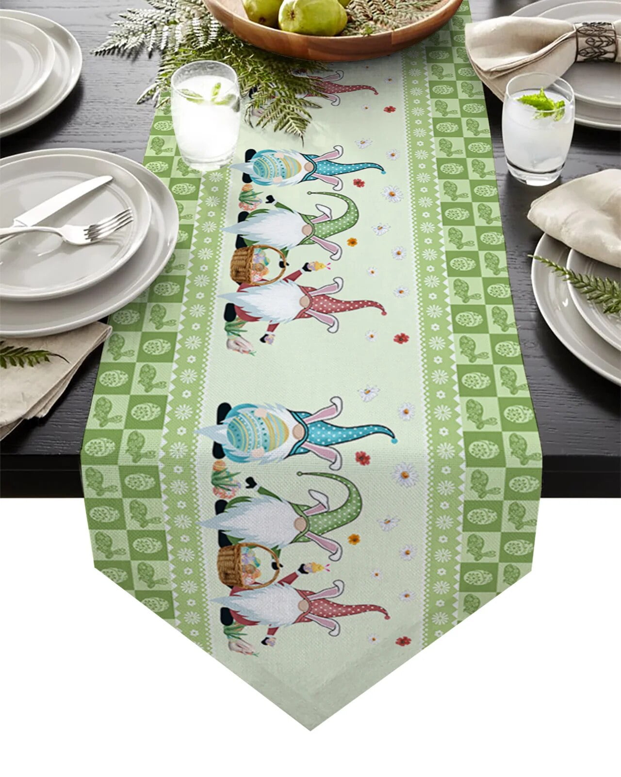 Easter Day'S Egg Gnome Rabbit Blue Background Table Runner Household ...