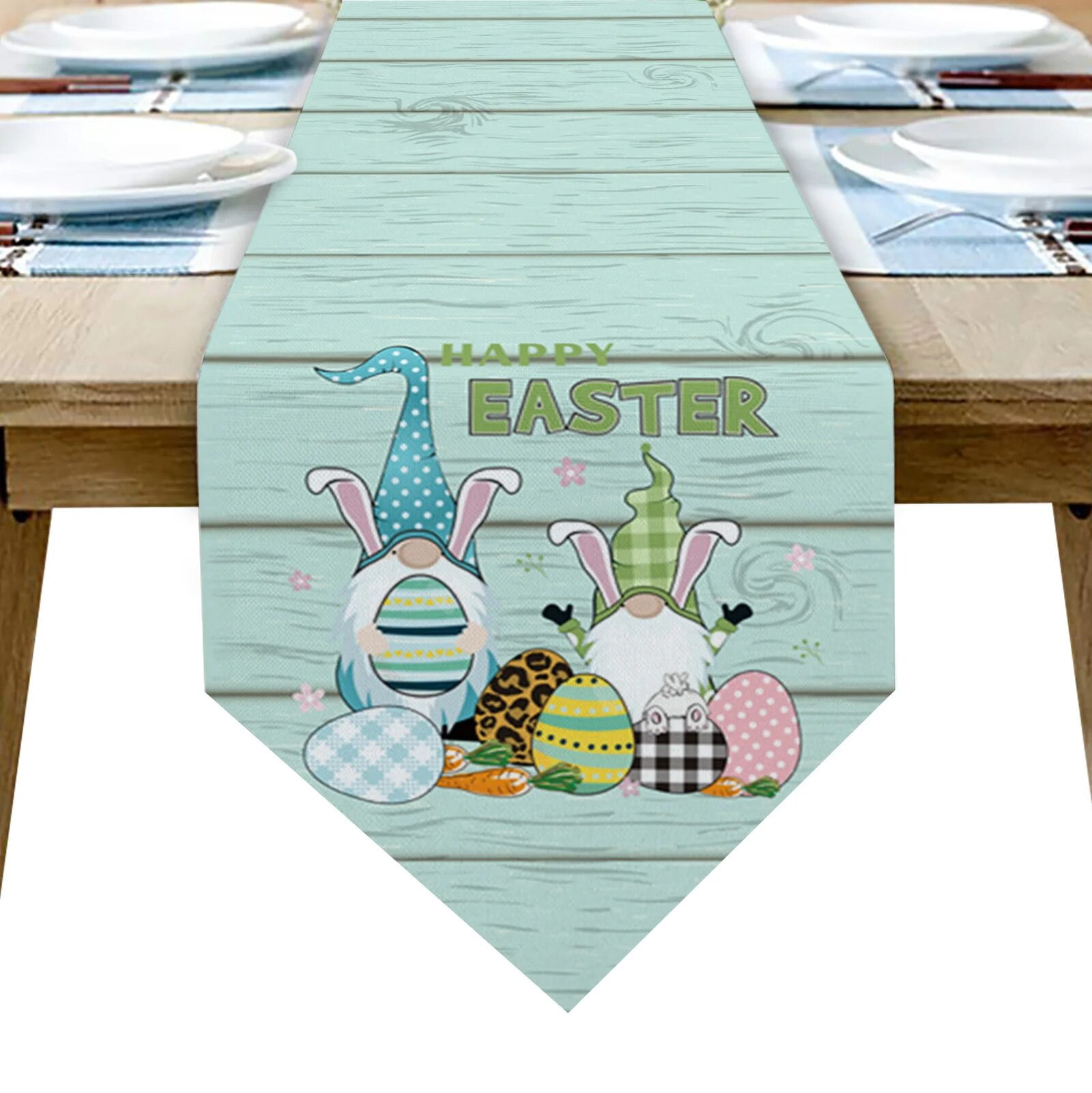 Easter Day'S Egg Gnome Rabbit Blue Background Table Runner Household ...