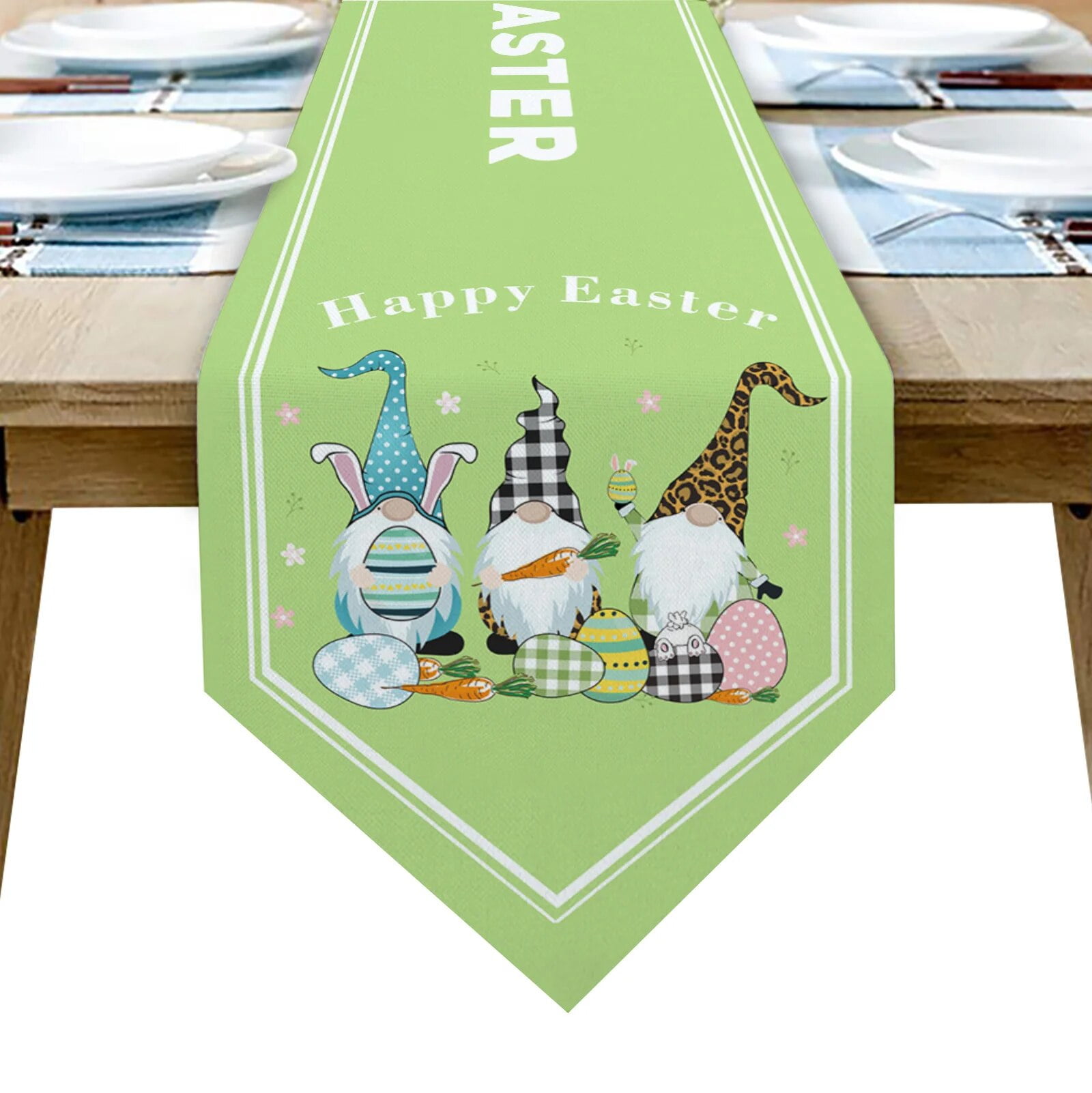 Easter Day'S Egg Gnome Rabbit Blue Background Table Runner Household ...