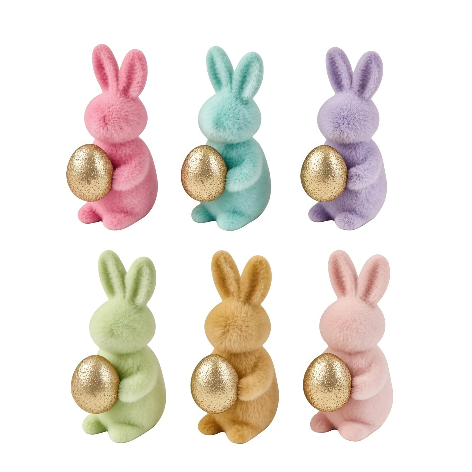 Easter Days 1 Pcs Multicolor Easter Bunny Figurines with Gold Egg ...
