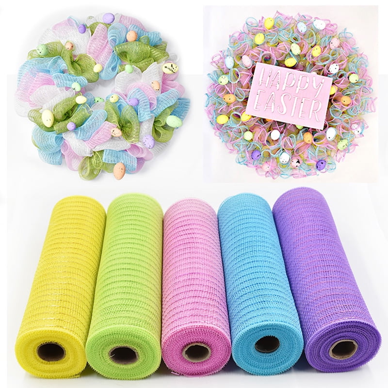 Easter Deco Mesh Ribbon, 10 Inch x 30 Feet Metallic Foil Roll for ...