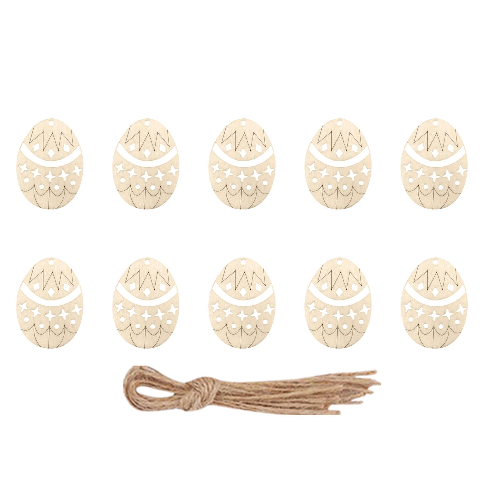 Easter Decor 10Pcs Easter Egg Wooden Pendants with Ropes, Unfinished ...