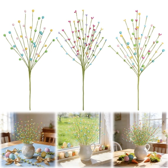 Easter Decor Easter Artificial Spring Berry 17 Inch Beaded Picks For ...