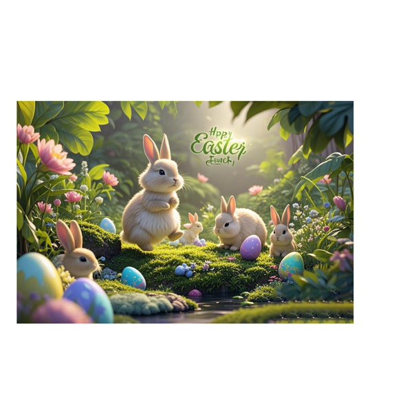 Easter Decor Easter Bunny Pattern Soft Carpet Festive Atmosphere Cute ...