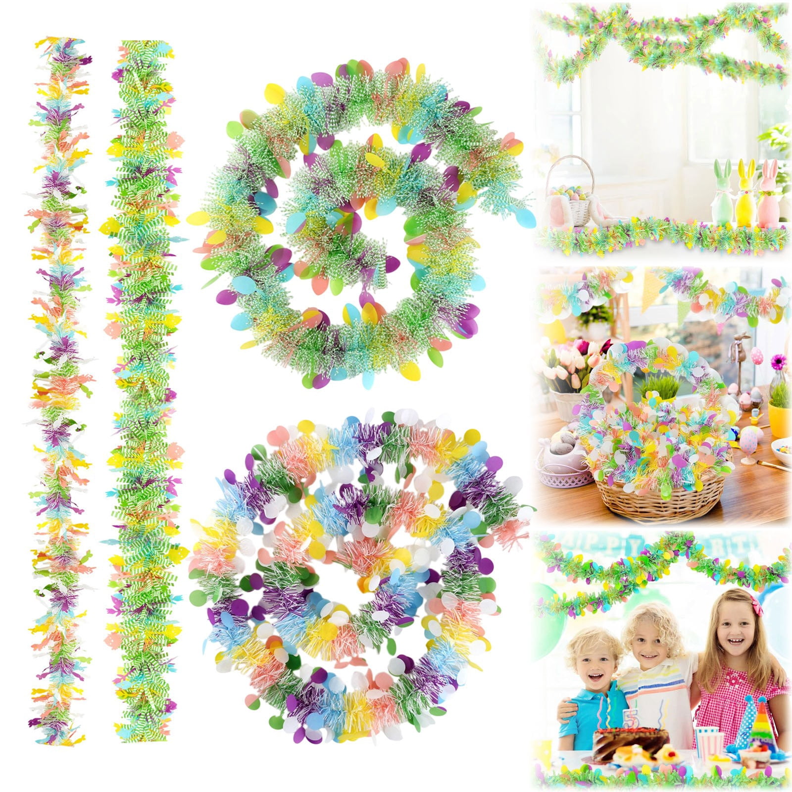 Easter Decor Easter Garland Decor 6.5Ft Glitter Spring Garland ...