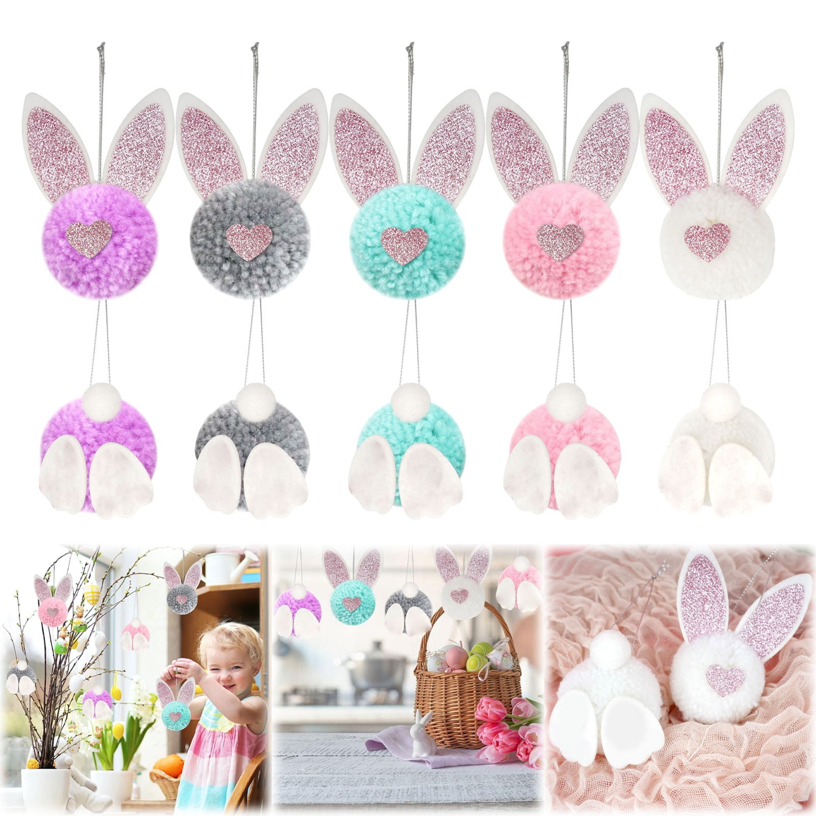 Easter Decor Easter Hanging Ornaments Plush Bunny Tree Ornaments Bunny ...