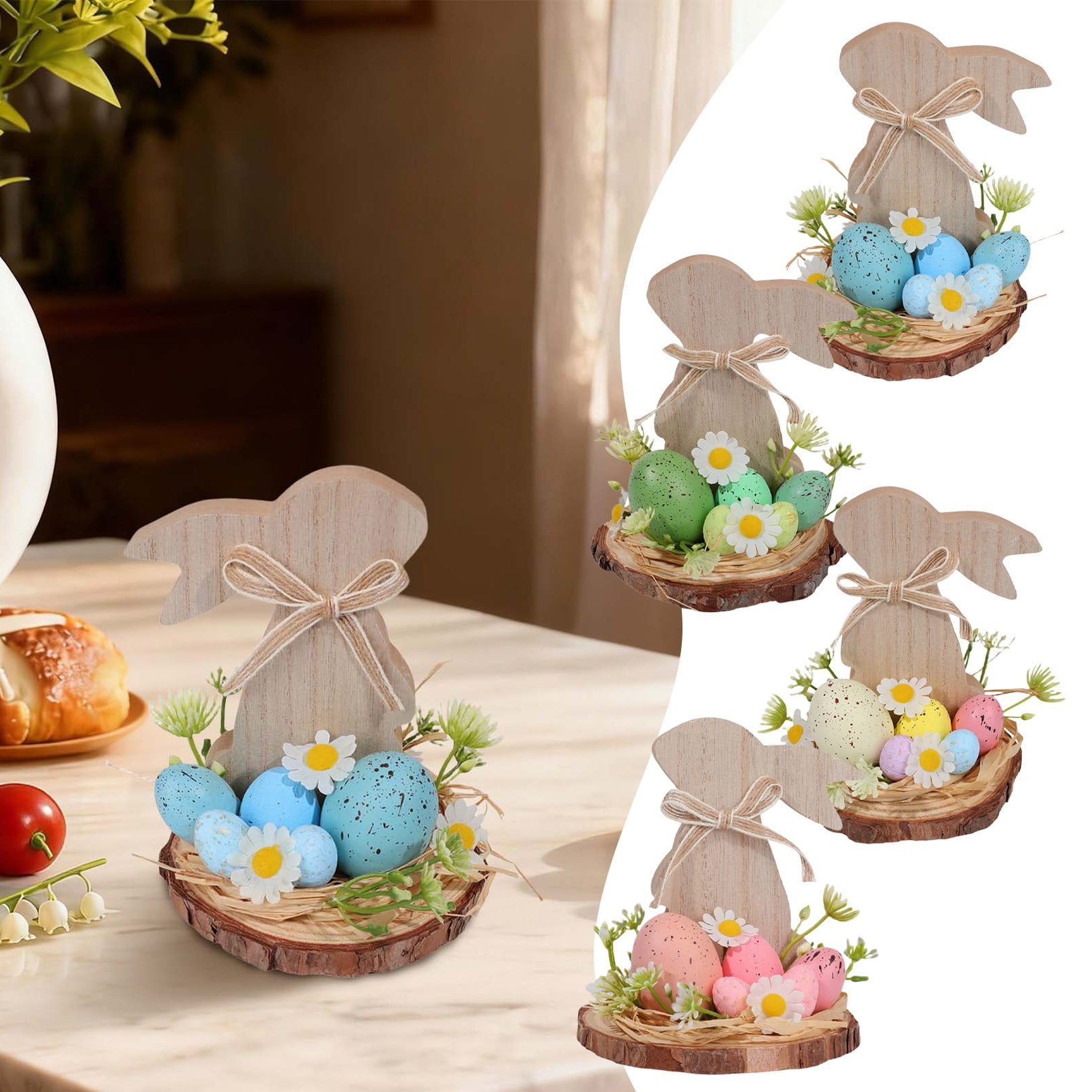 Easter Decor Easter Wooden Ornament,Decoration Warm Desktop Decoration ...