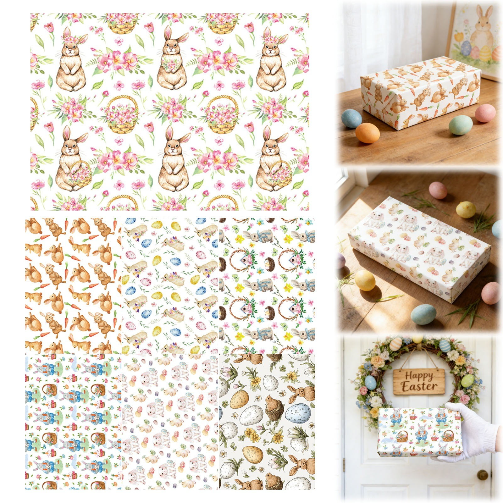 Easter Decor Easter Wrapping Paper,Holiday Wrap With Egg,Bunny 20x28 ...
