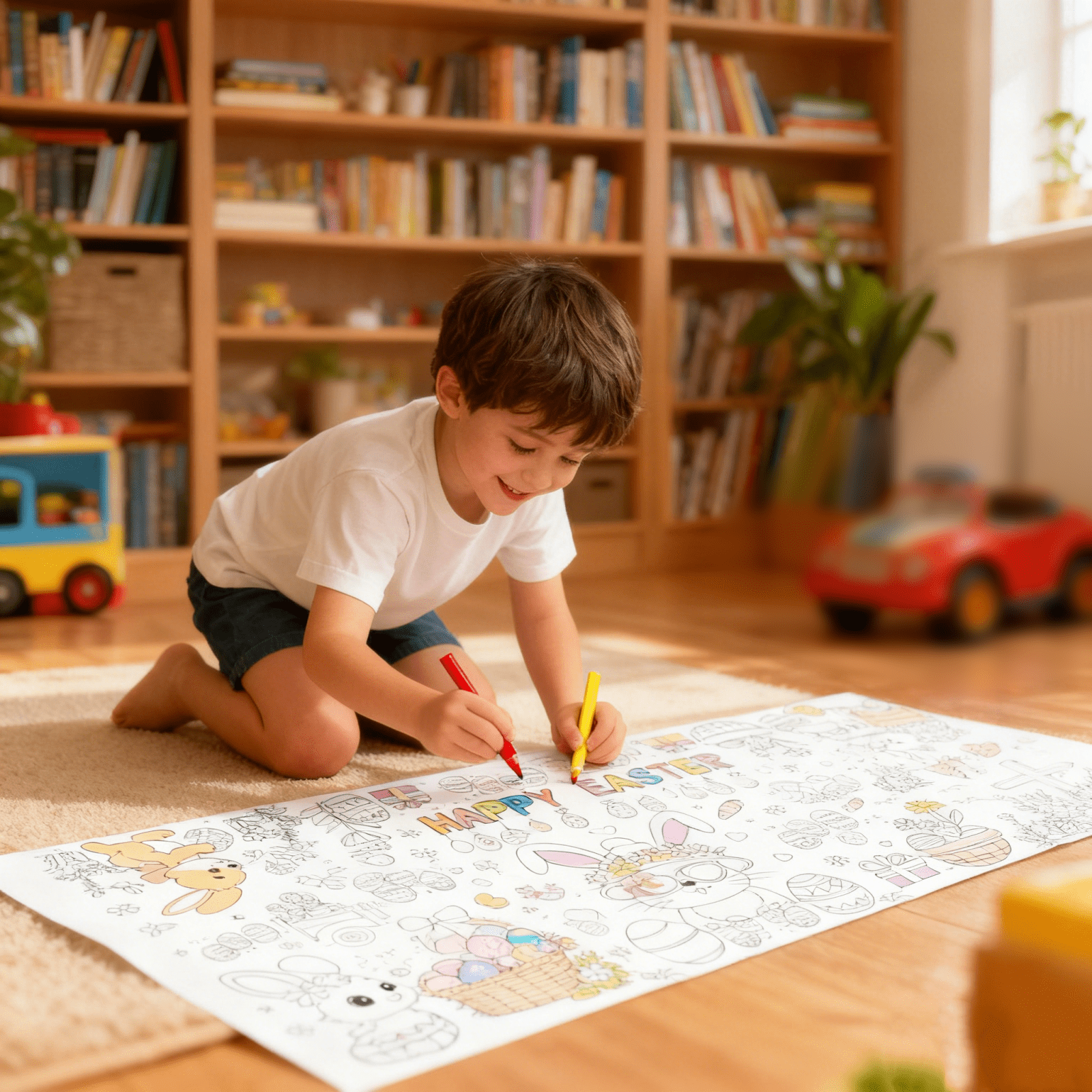 Easter Decor Fabric Reusable Coloring Tablecloth Coloring Mat for Party ...