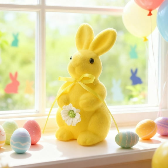 Easter Decor, Flocked Foam Bunny Ornament, Lightweight Spring Rabbit ...