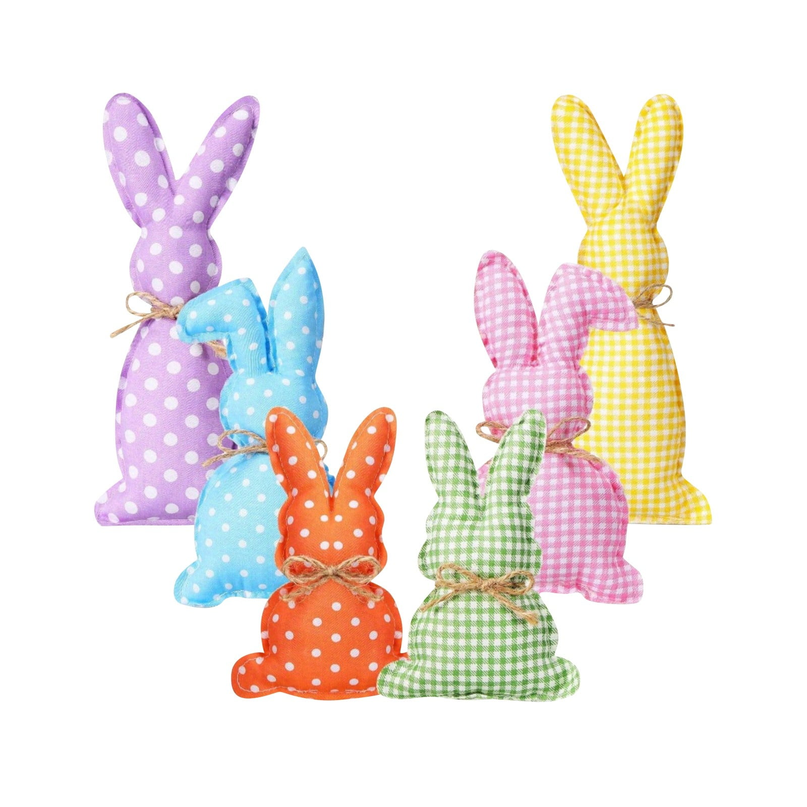 Easter Bunny Set of 6 Colorful Fabric Easter Bunny Decorations Handmade ...
