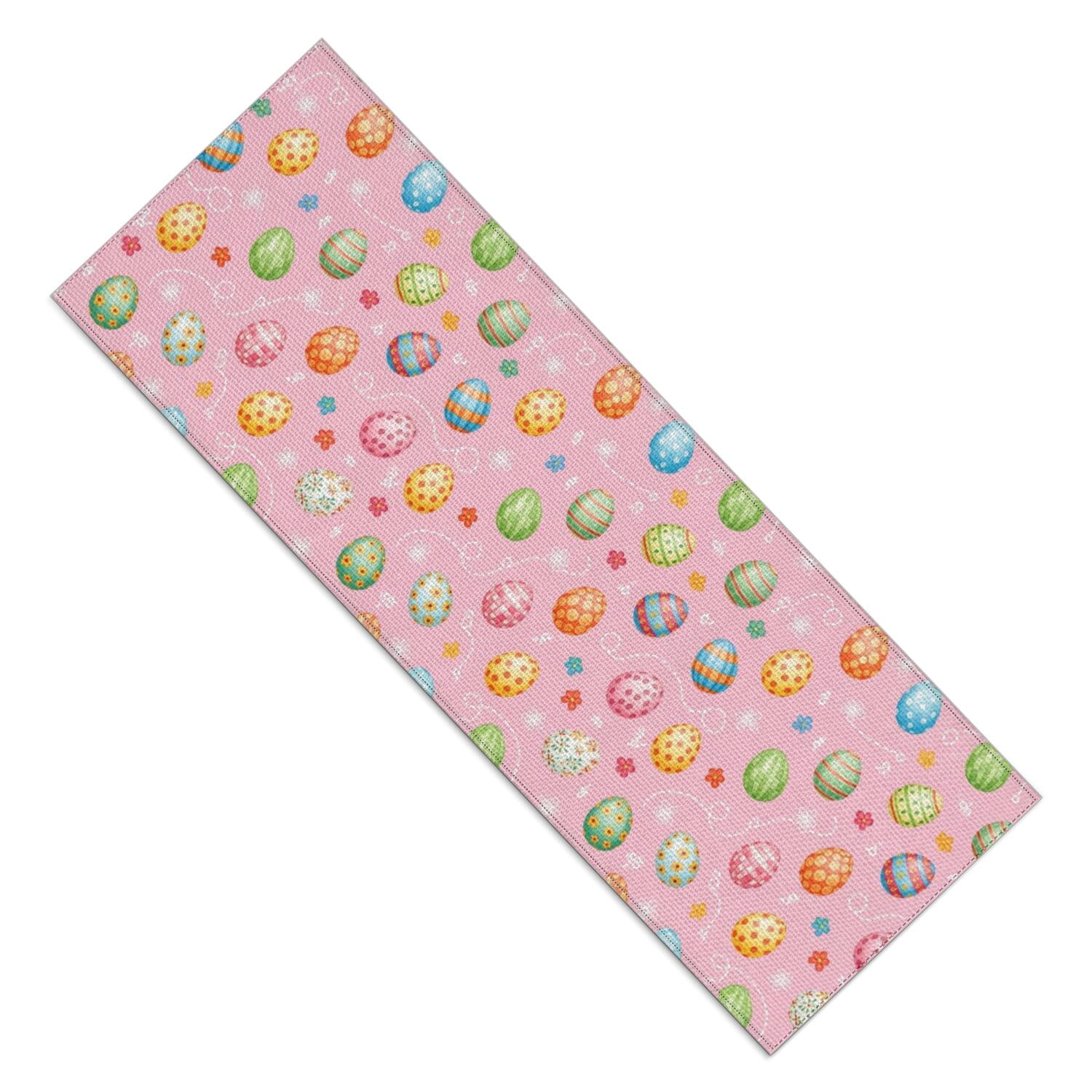 Easter and Decorated Eggs Light Pink Pattern Table Runner,Kitchen ...