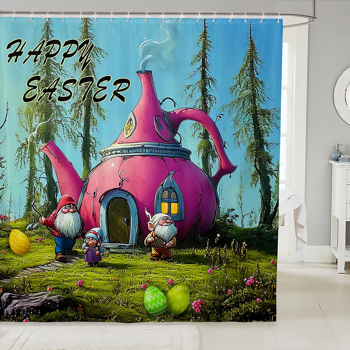 Easter Decoration Bath Curtain for Boys Girls Kids Easter Themed Shower ...