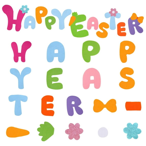 Easter Decoration Door Stickers Cartoon Chicken English Window Stickers ...