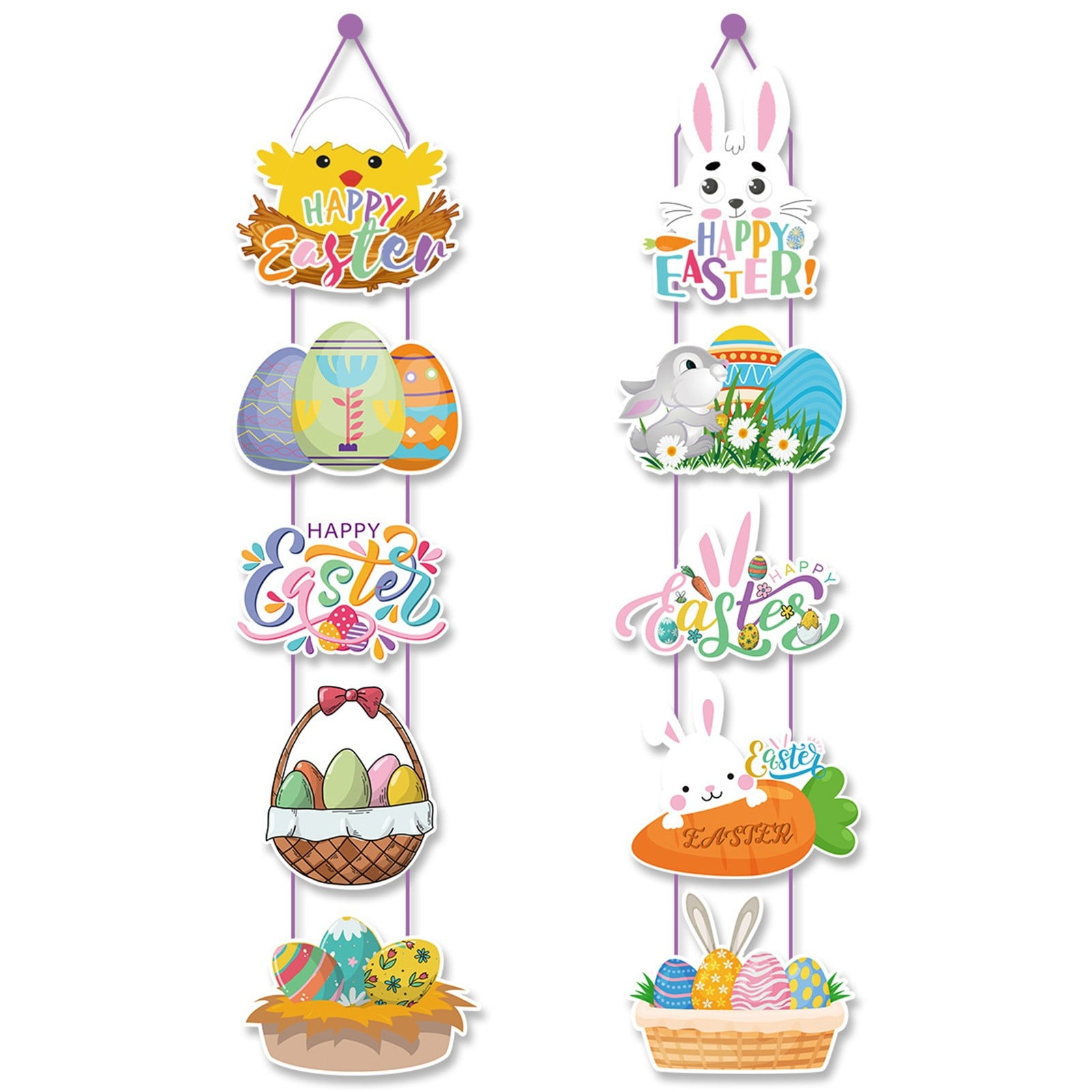 Easter Decoration Easter Decorations Happy Porch Banner Bunny Egg Rabbit Party Front Door Sign ...
