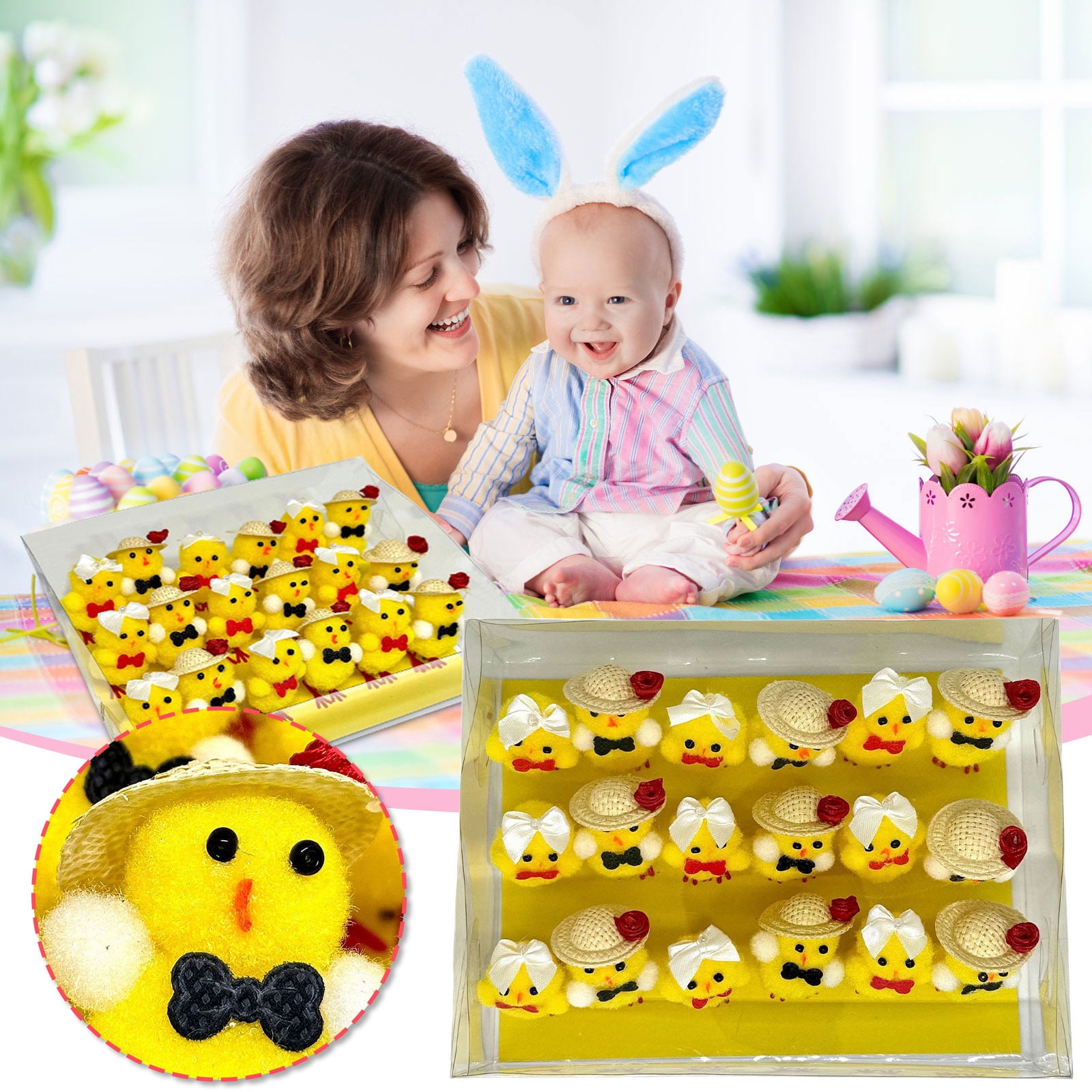 Easter Decoration Mini Chick Set, 18PCS Cute Resin Chicks for Home ...