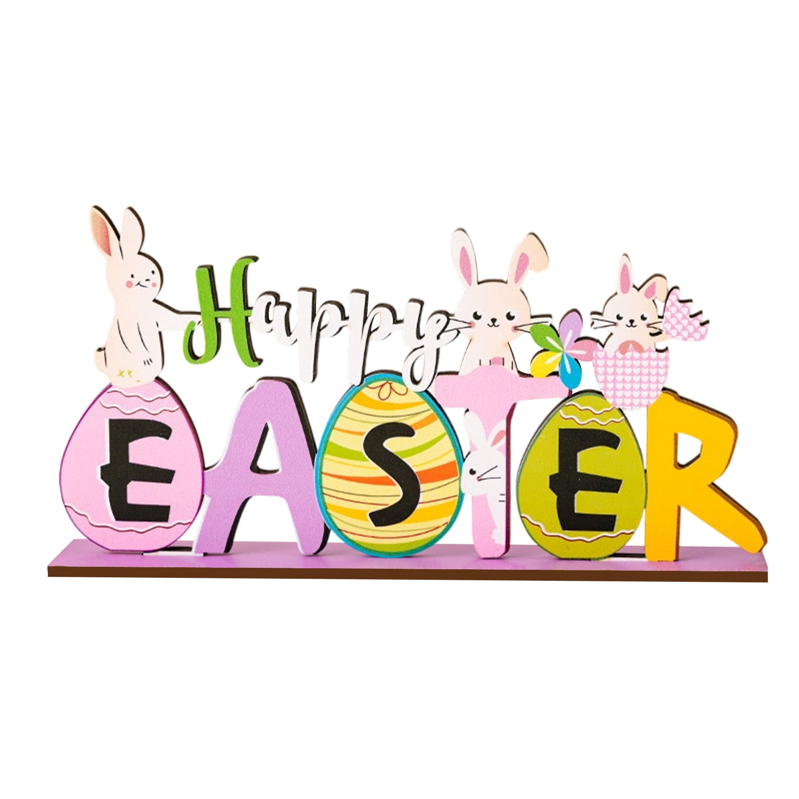 Easter Decoration Painted 3D Easter Egg Rabbit Letter Wooden Ornament ...
