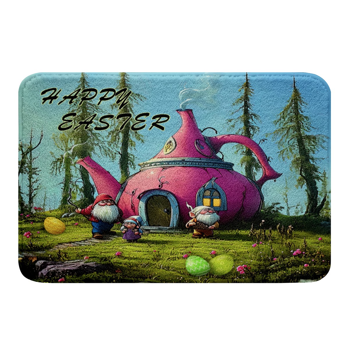 Easter Decoration Rug Easter Themed Doormat Rustic Farm Floral Bath Mat ...