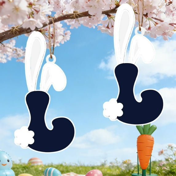 Easter Decoration, Wooden Hanging Ornament, Colorful Bunny Ear Letter ...