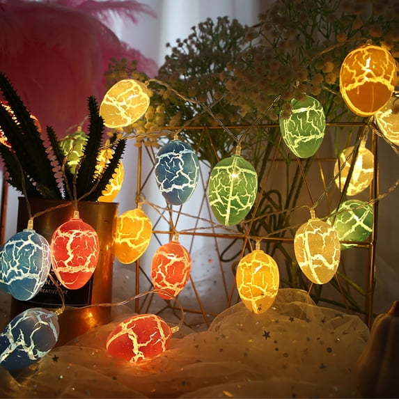 Easter Decorations 10LED String Lights, 4.9Ft Cracked Egg String Light ...