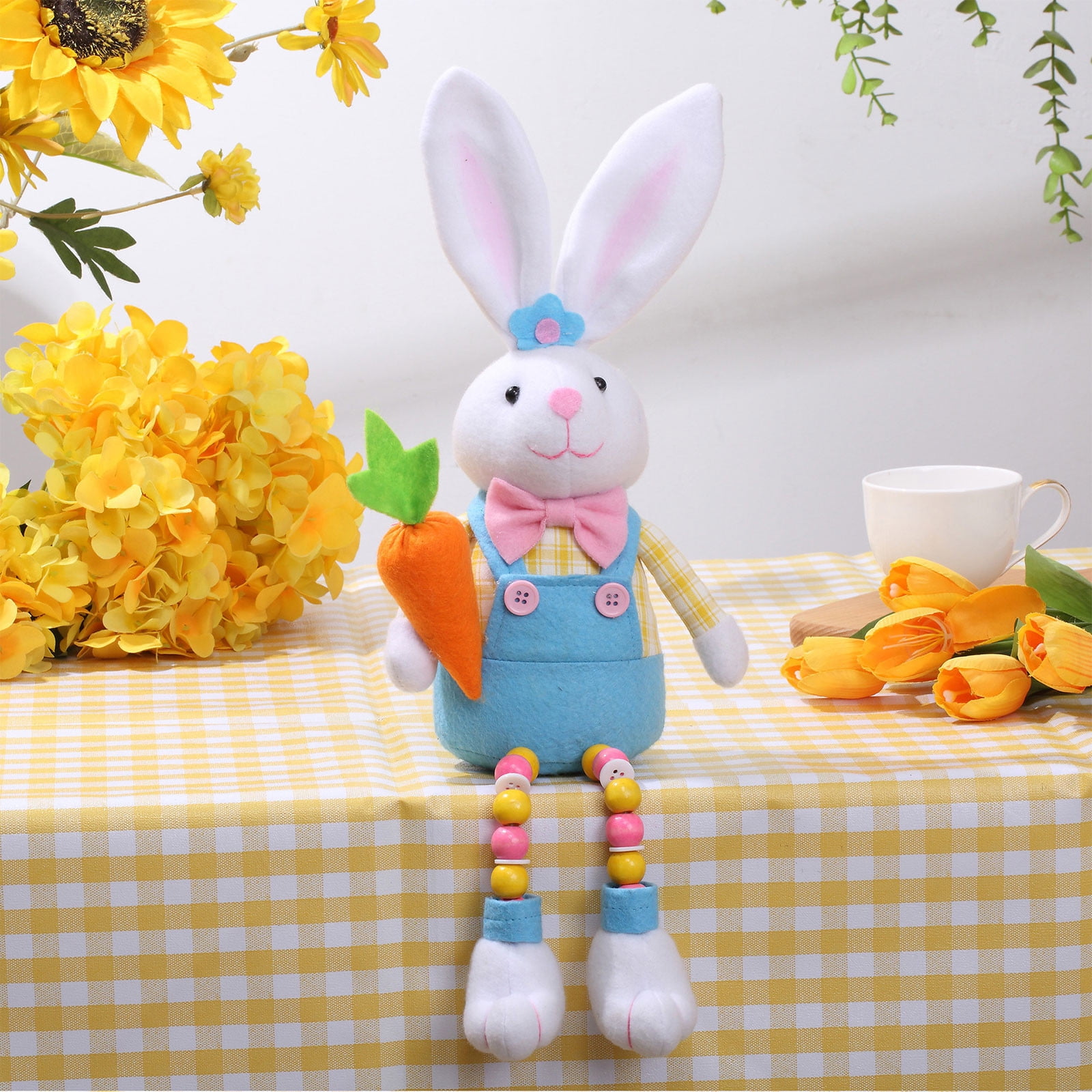 Easter Decorations 12" Bunny Figurines Tabletop Spring Decor, Rustic ...