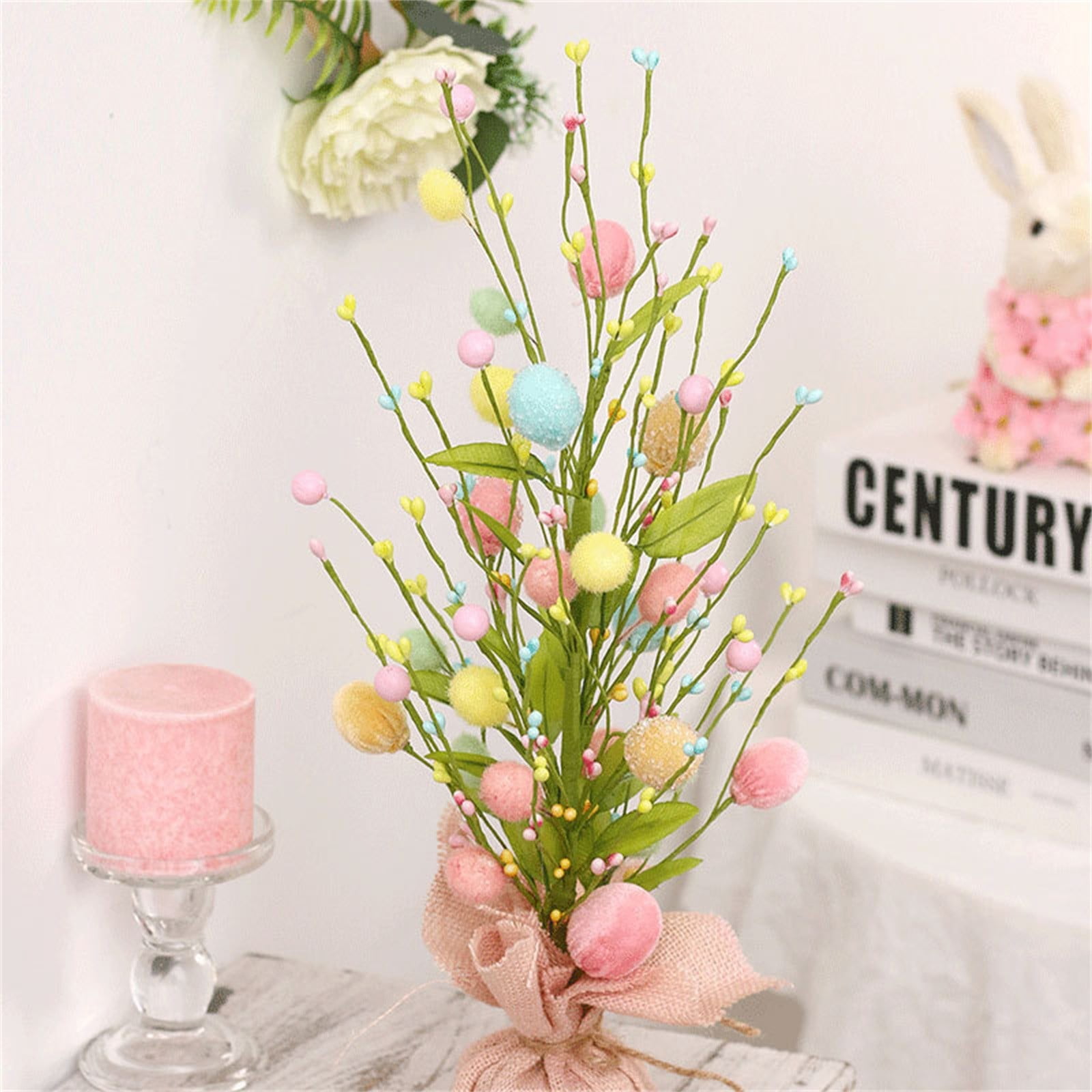 Easter Decorations, 18 Inch Pre-Lit Easter Egg Tree Tabletop Decor with ...