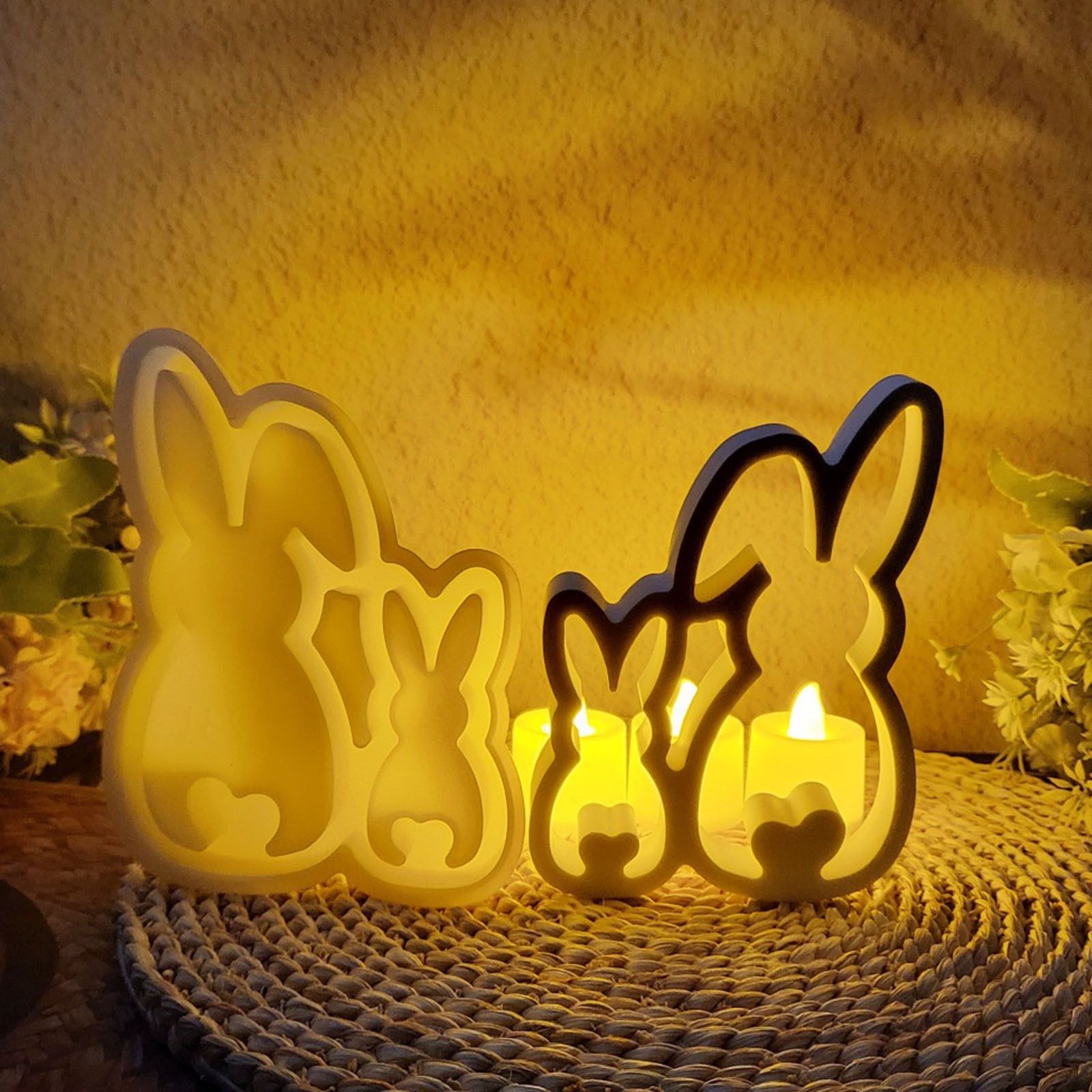 Easter Decorations 2025! BVXEEP Easter Hollow Rabbits Figurine Cement ...
