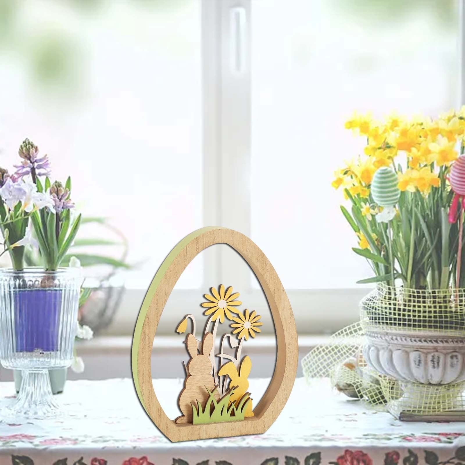 Easter Decorations 2025! BVXEEP Happy Easter Tree Decoration Wooden ...