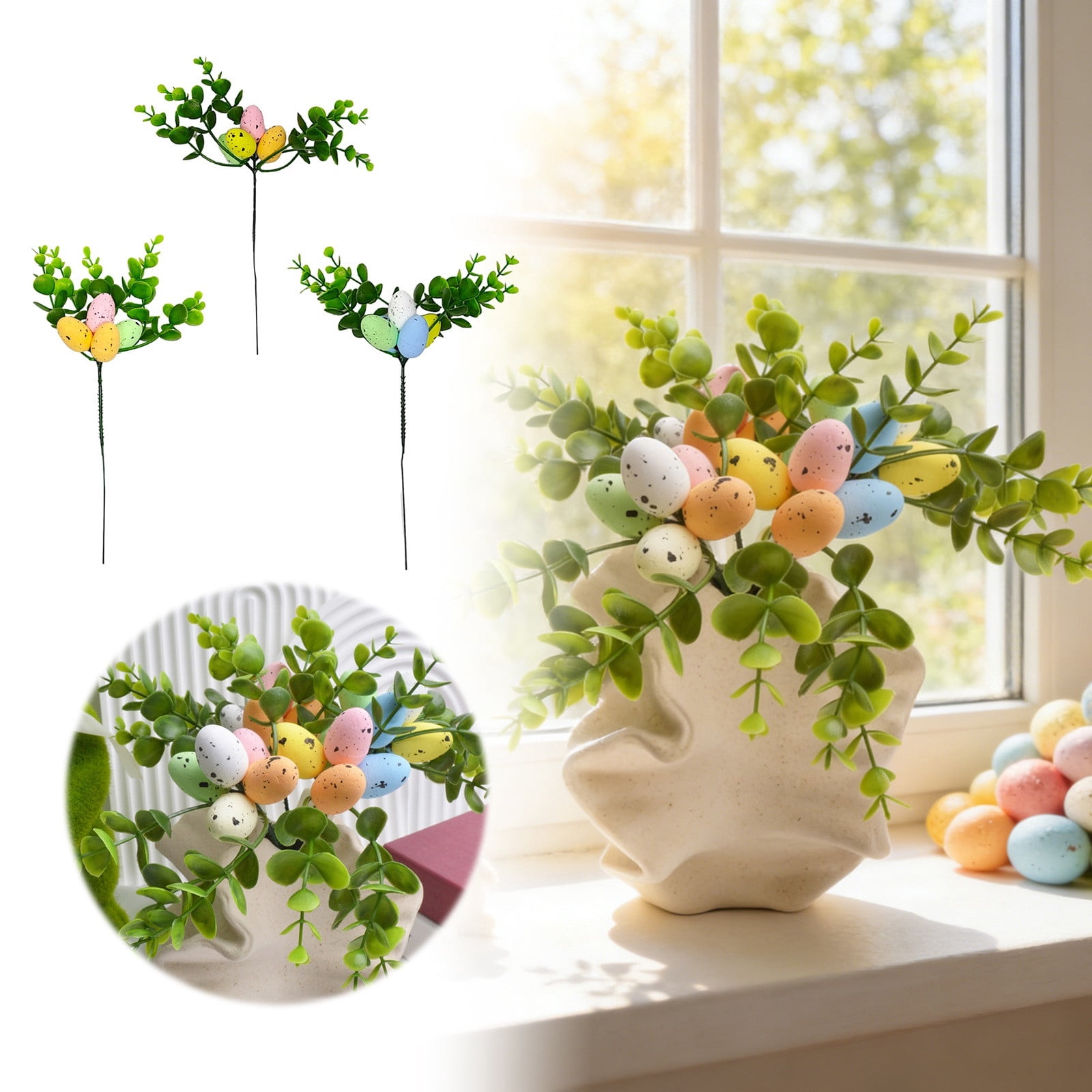 Easter Decorations 23cm Easter Egg Floral Picks Random Color Easter For ...