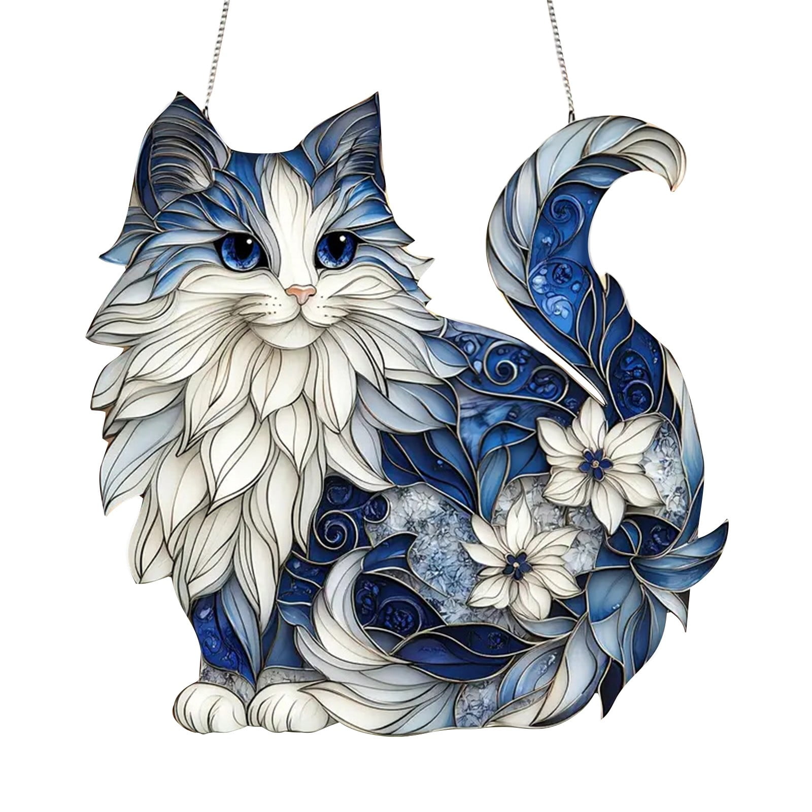 Easter Decorations 2D Blue Cat Acrylic Pendant Cat Memorial Gift ...