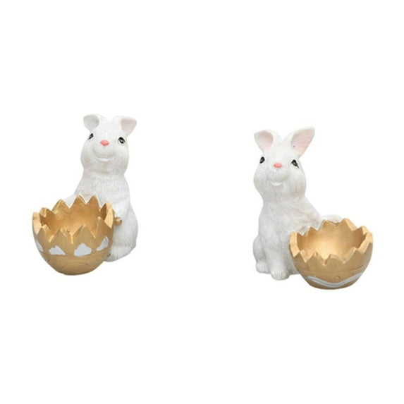Easter Decorations,2Pcs Miniature Bunnies Decor Figurine Easter Carrot ...