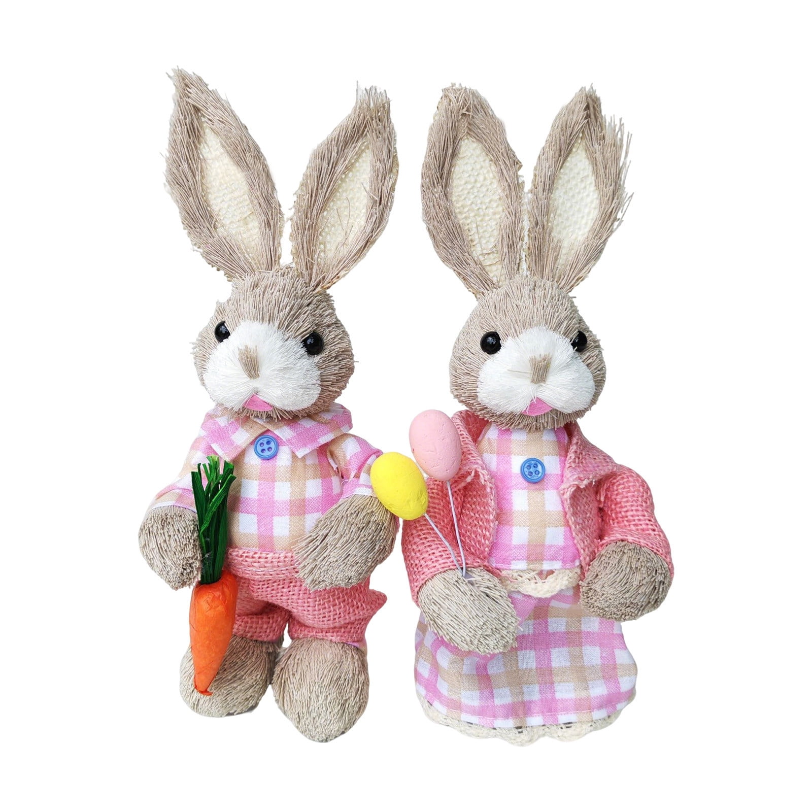 Easter Decorations 9" Wicker Sisal Bunny Figurines, Handmade Woven ...