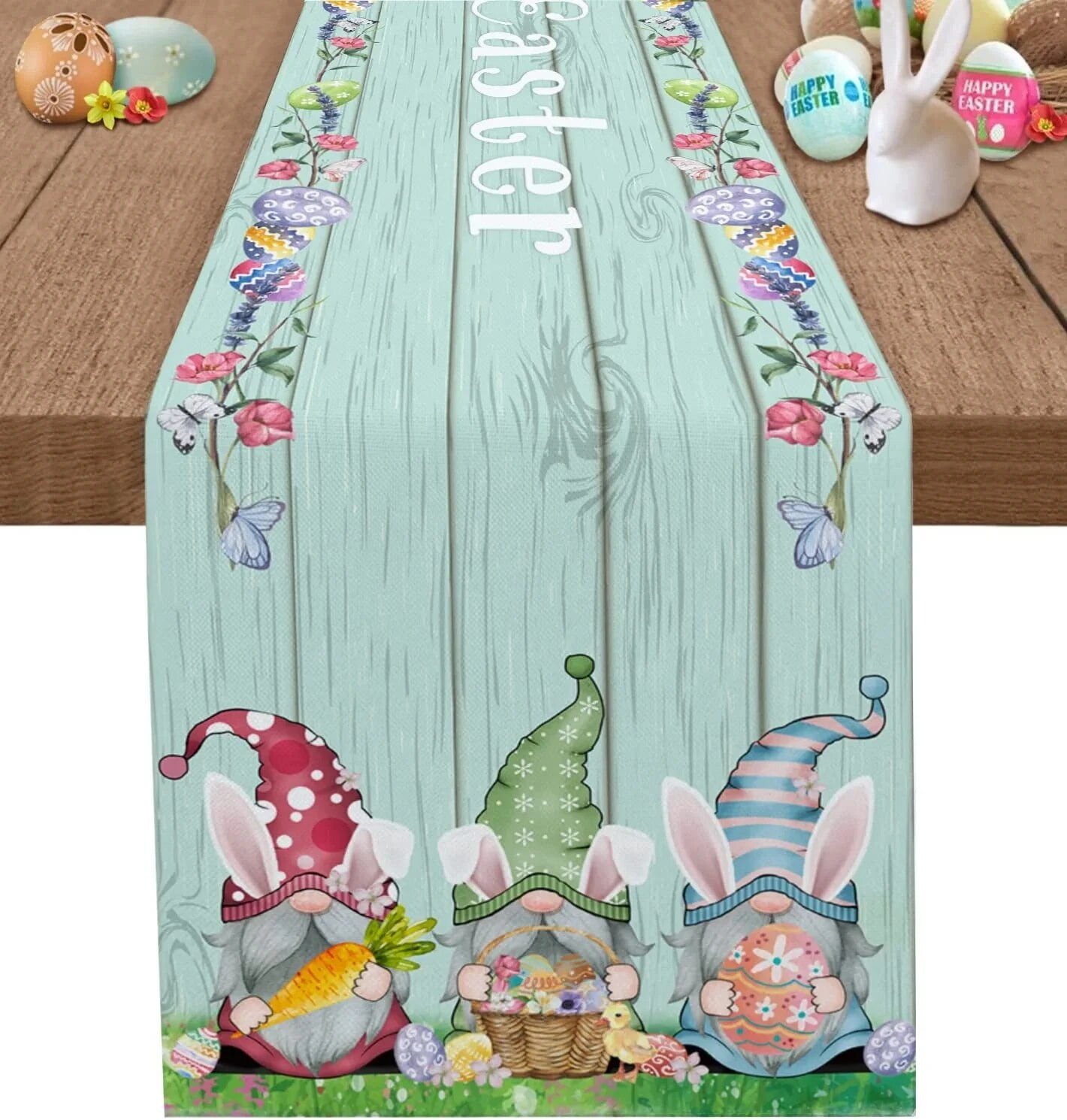 Easter Decorations Buffalo Plaid Bunny Egg Linen Table Runner Wedding Decorations Kitchen Dining ...