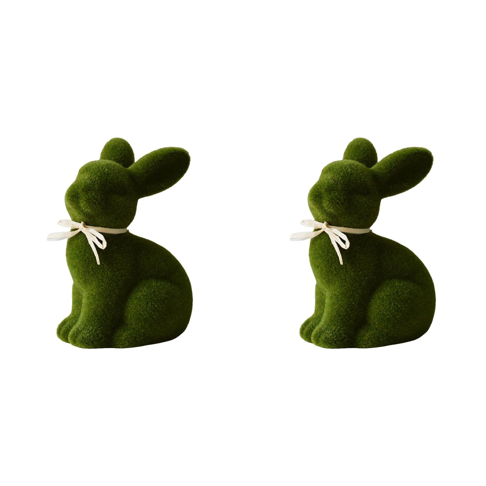 Easter Decorations Bunny Decor,Flocked Resin Rabbit Figurines Set ...