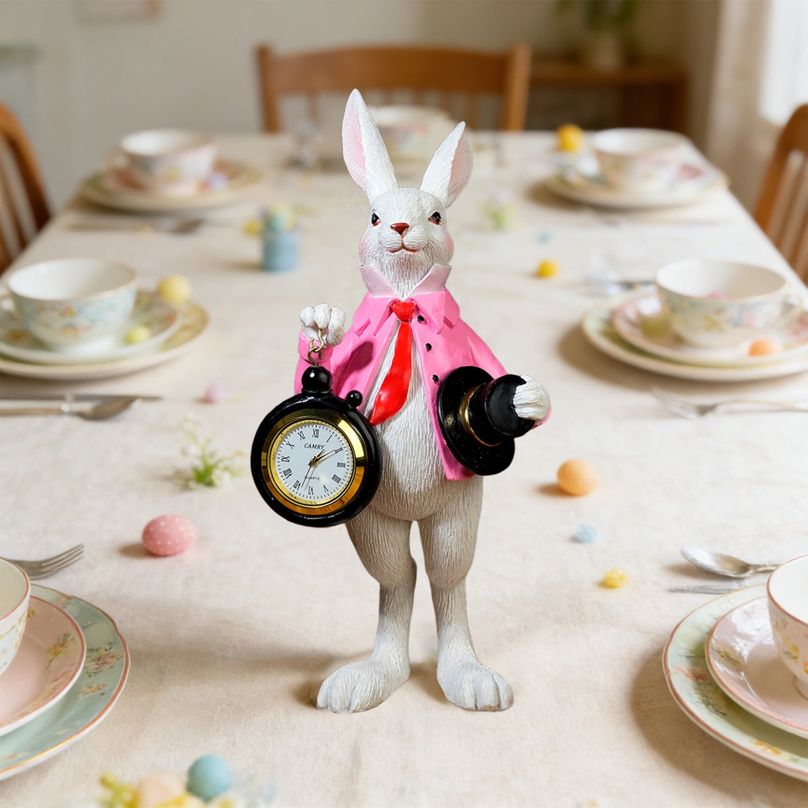 Easter Decorations Bunny Figurine with Pocket Watch, Cute Small Bunny ...
