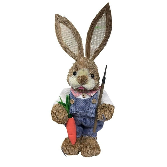 Easter Decorations Bunny, Standing Straw Rabbit Decor Statue, Easter ...