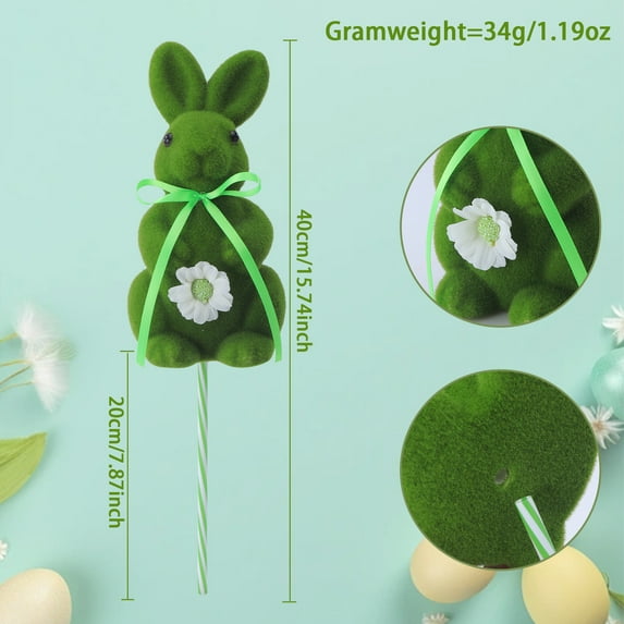 Easter Decorations Bunny Statue - 5.7" Bunny Figurine, Green Easter ...