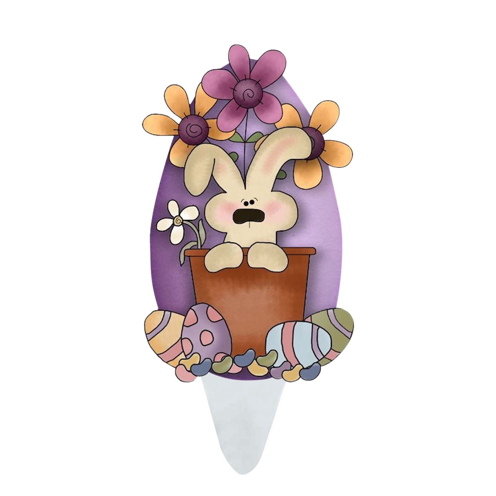 Easter Decorations Easter Bunny Yard Stakes Outdoor Wooden Bunny ...