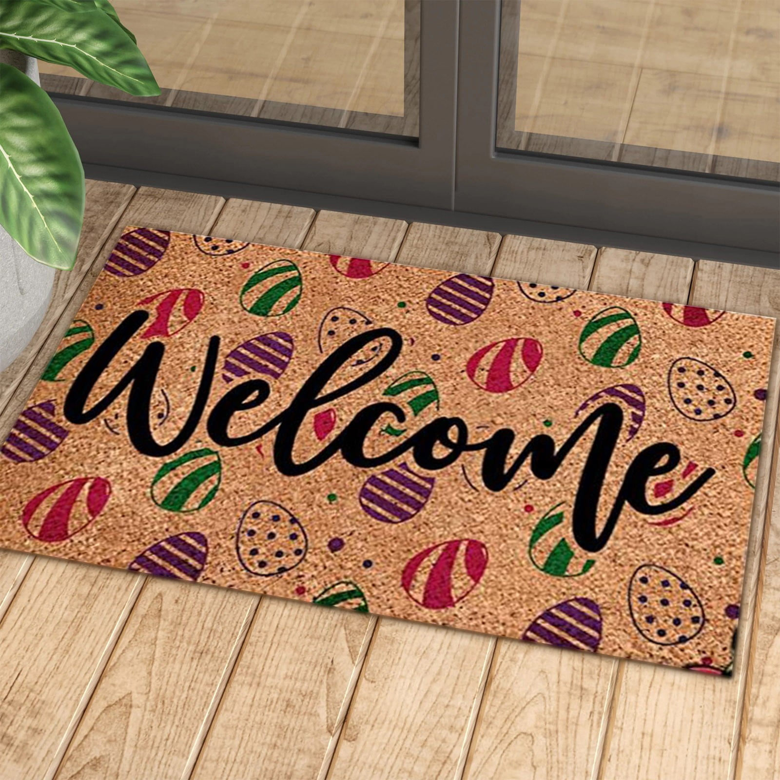 Easter Decorations Cameland Easter Doormat Easter Eggs Rabbit Entryway ...