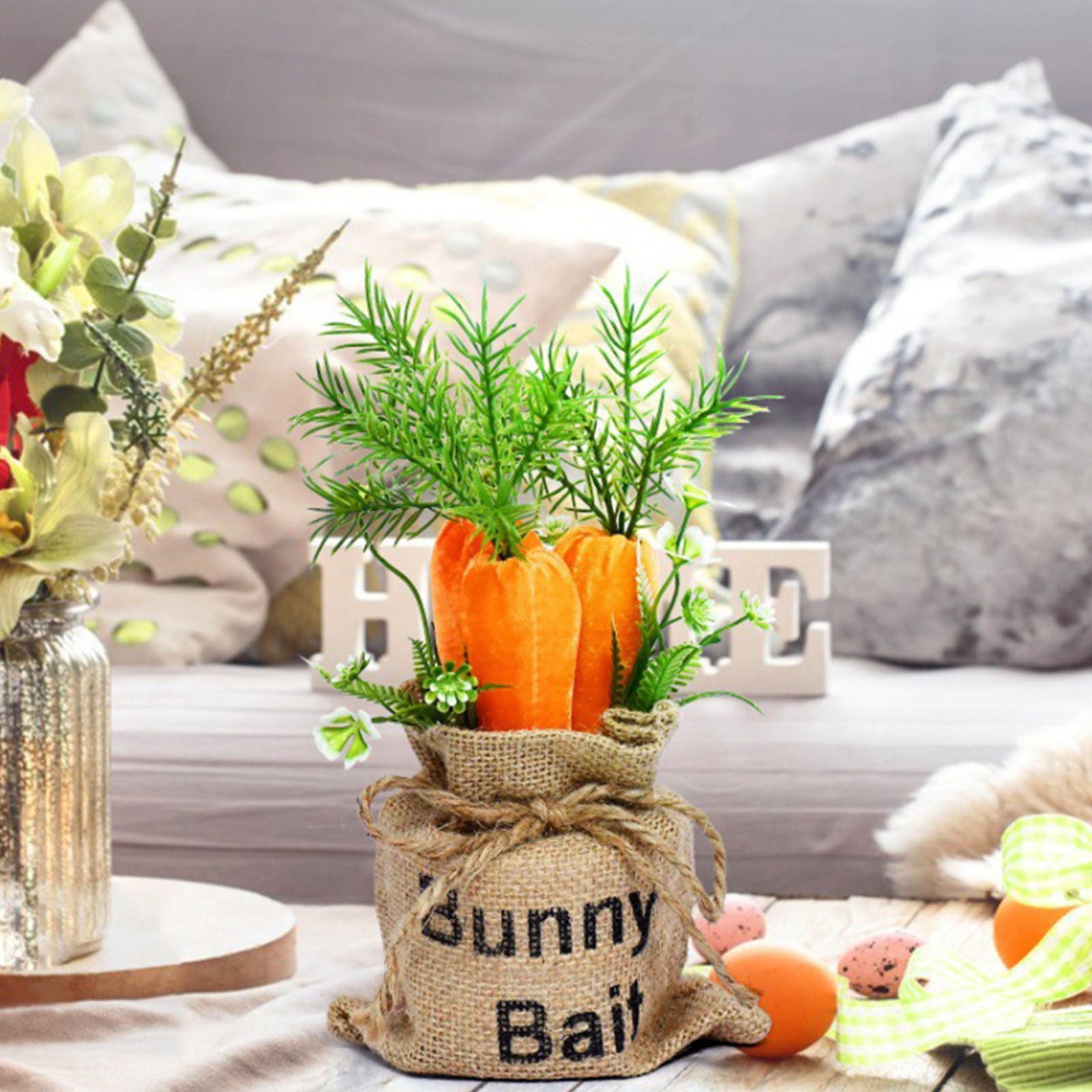 Easter Decorations Carrot Table Signs with Burlap Bag,Spring Farmhouse ...