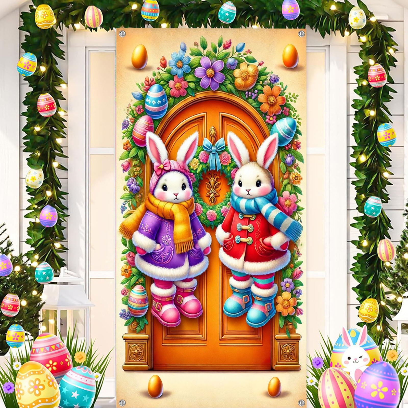 Easter Decorations Kezqiaxn Bunner Door Cover Easter Banner Background ...