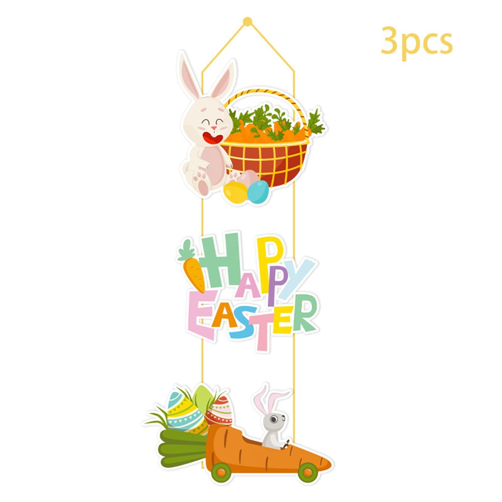 Easter Decorations Door Hanger, Wooden Easter Bunny Welcome Sign Egg ...
