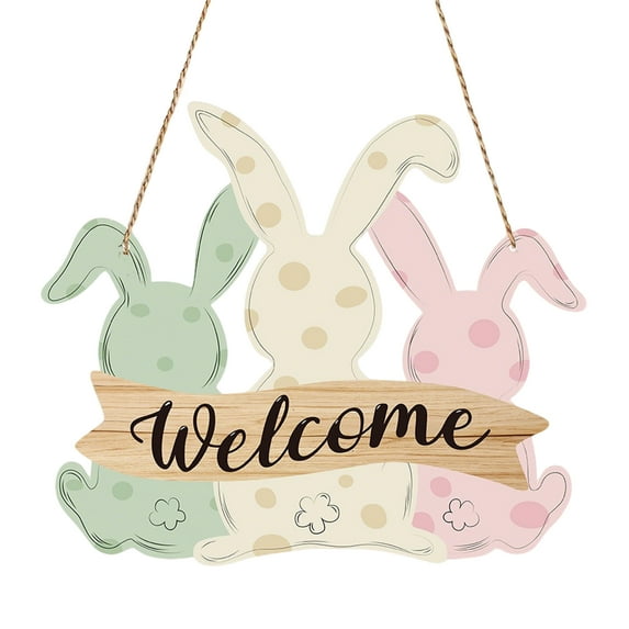Easter Decorations Door Sign,Wooden Cute Bunny Welcome Easter Door ...