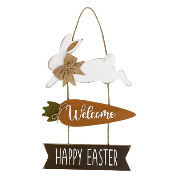 Easter Decorations Door Sign,Wooden Cute Bunny Welcome Easter Door ...