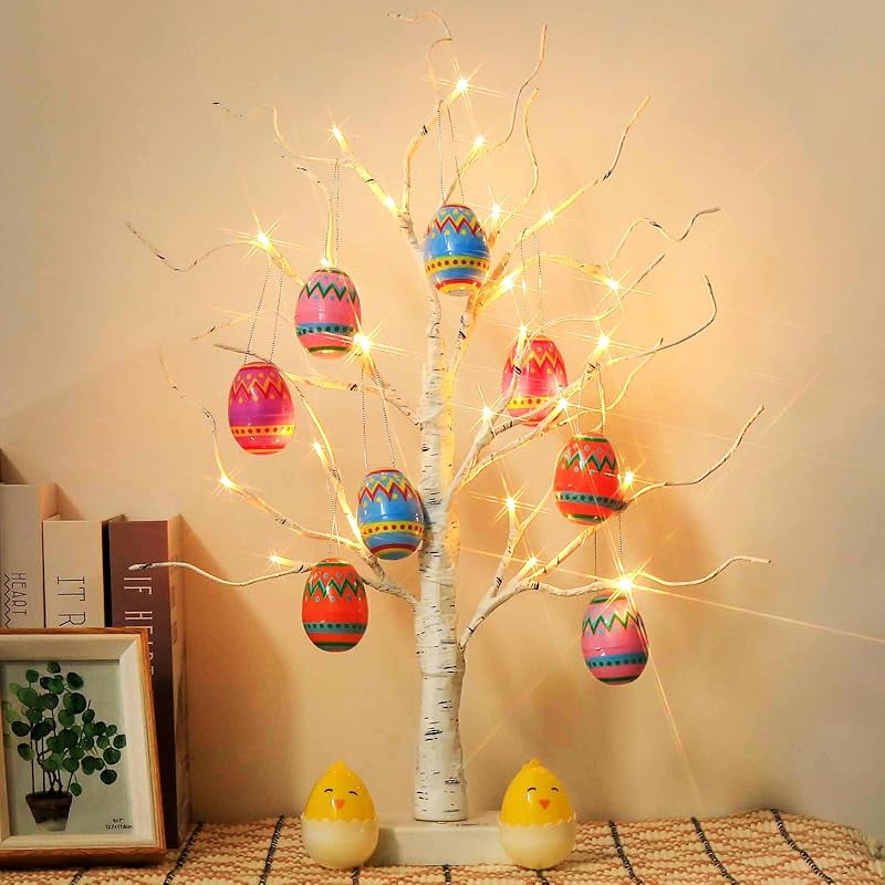 Easter Decorations, EAMBRITE Easter Tree with 10pcs Eggs Ornaments ...