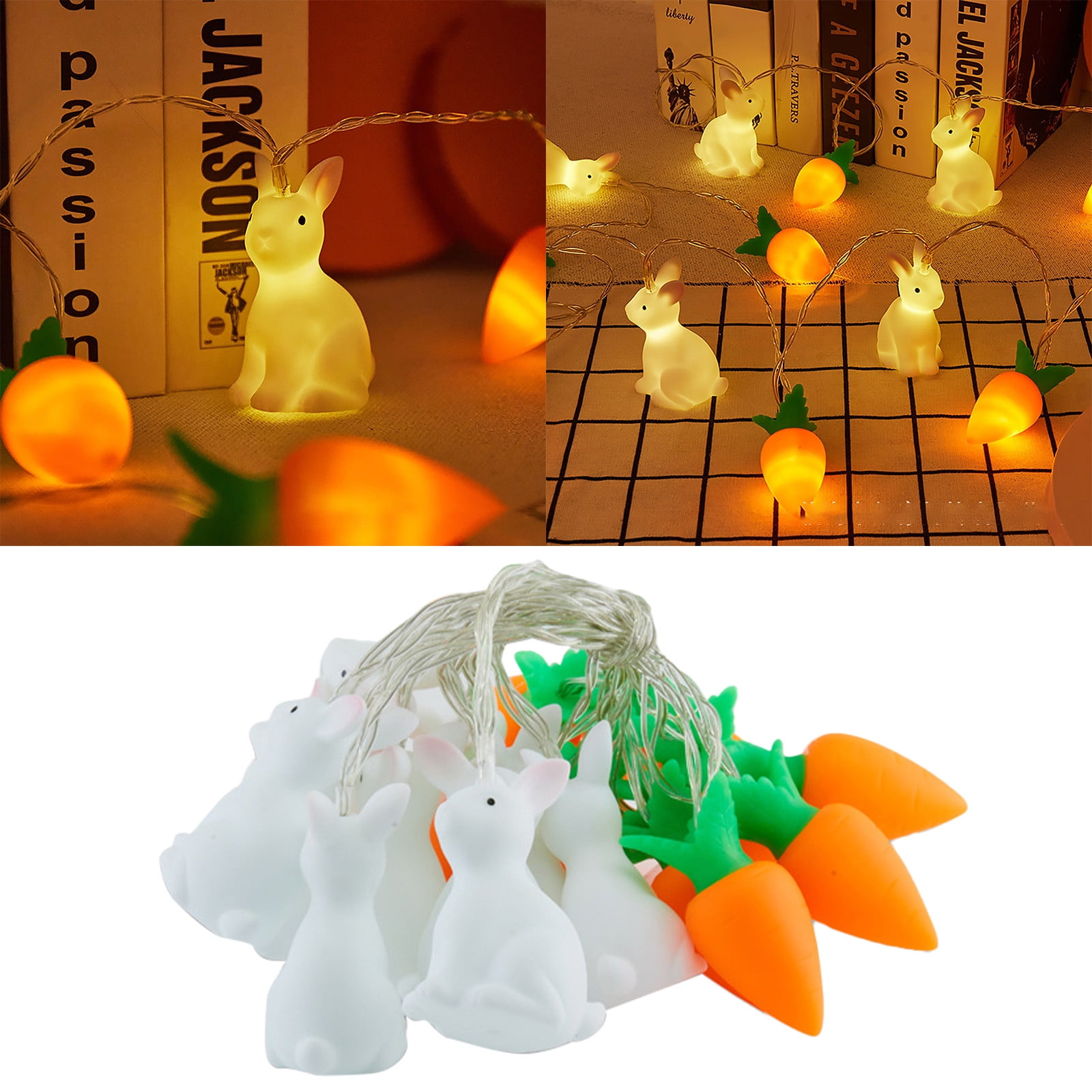 Easter Decorations- Easter Bunny Carrot LED Lights String Children's Toy Lights Scene Layout ...
