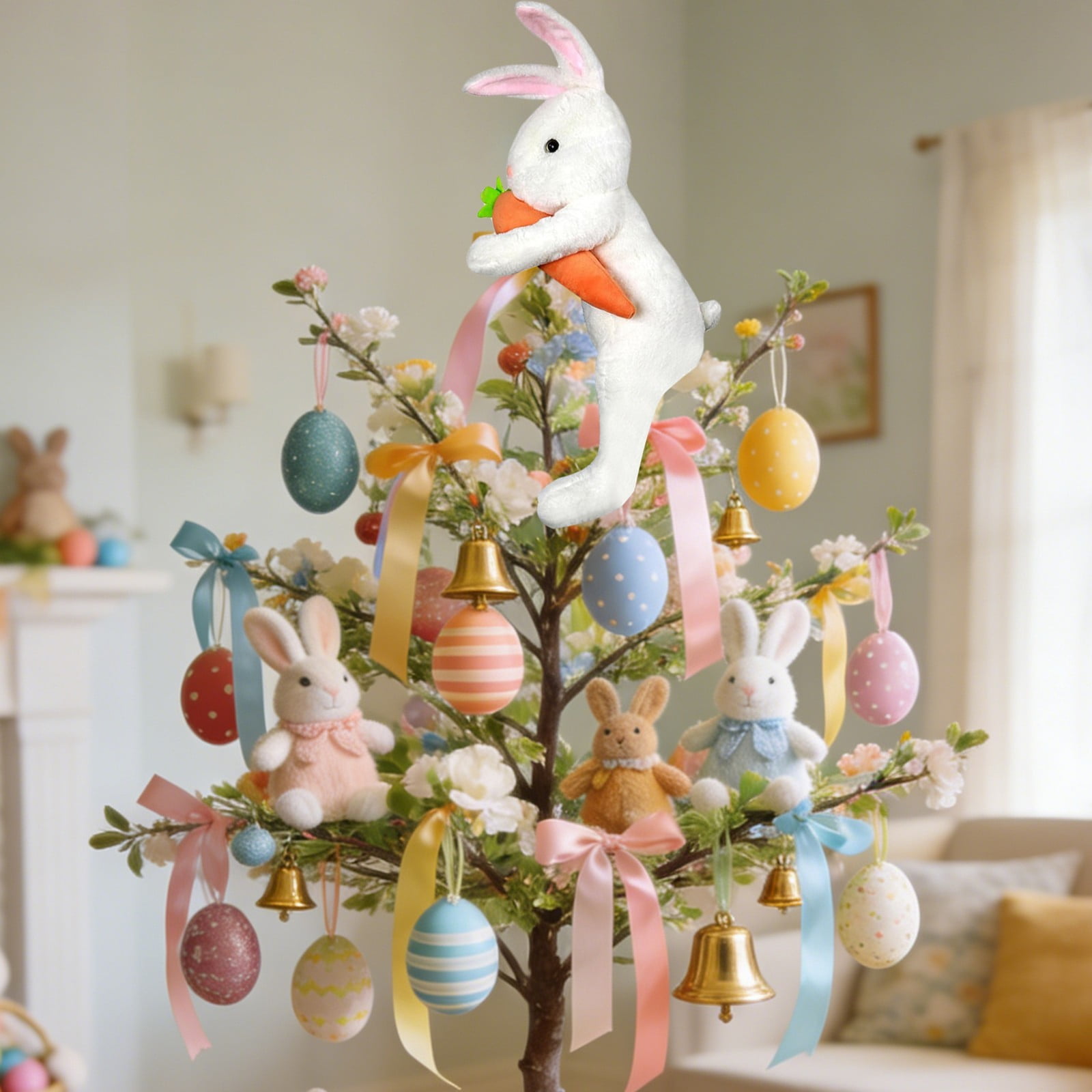 Easter Decorations, Easter Bunny Tree Topper Decorations, Spring Plush ...